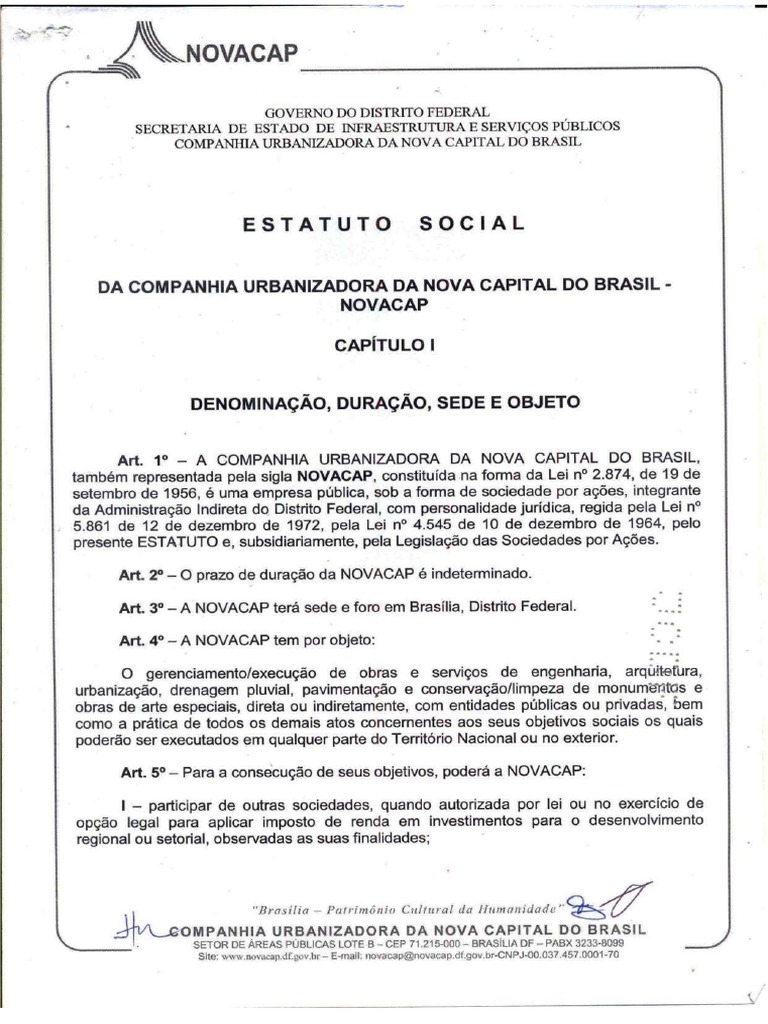 Estatuto Social Novacap Julho 2015 | PDF