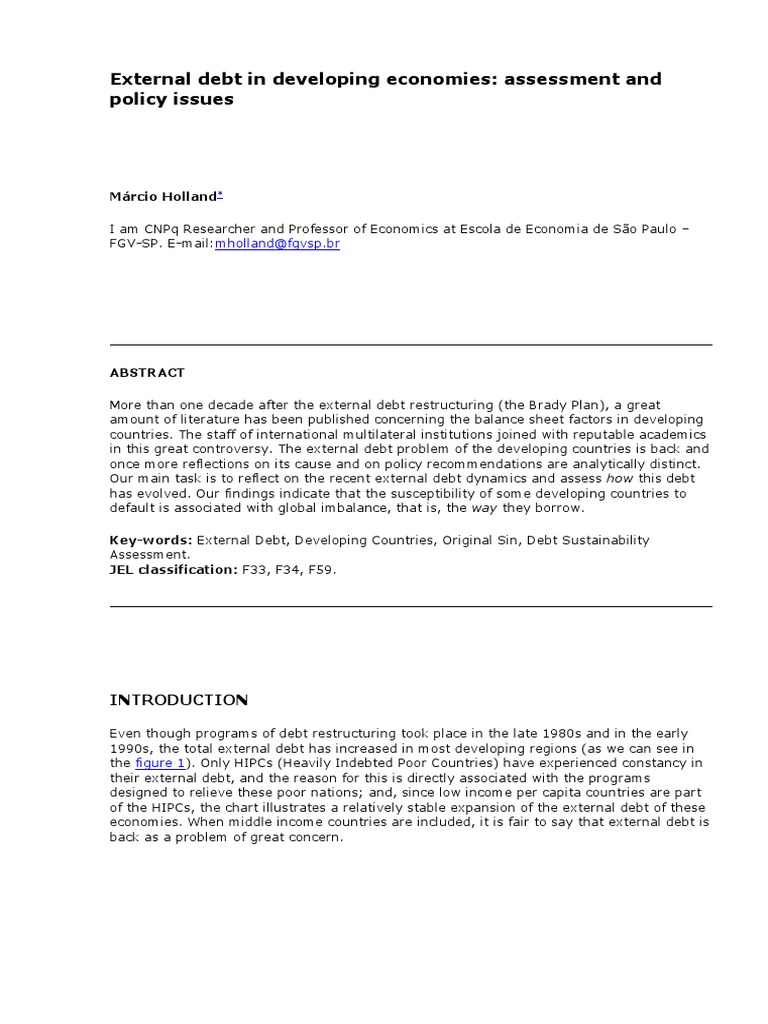 External Debt Dynamics in Developing Countries | PDF | Financial Risk ...