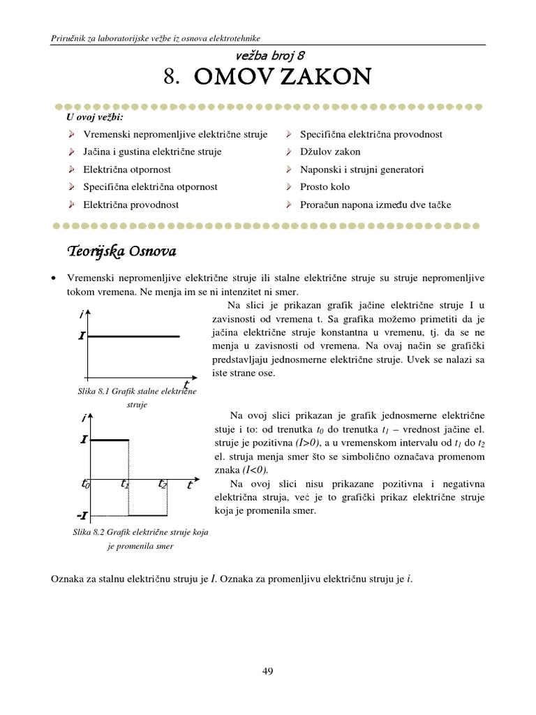 Laboratorijska Vezba - Omov Zakon PDF | PDF