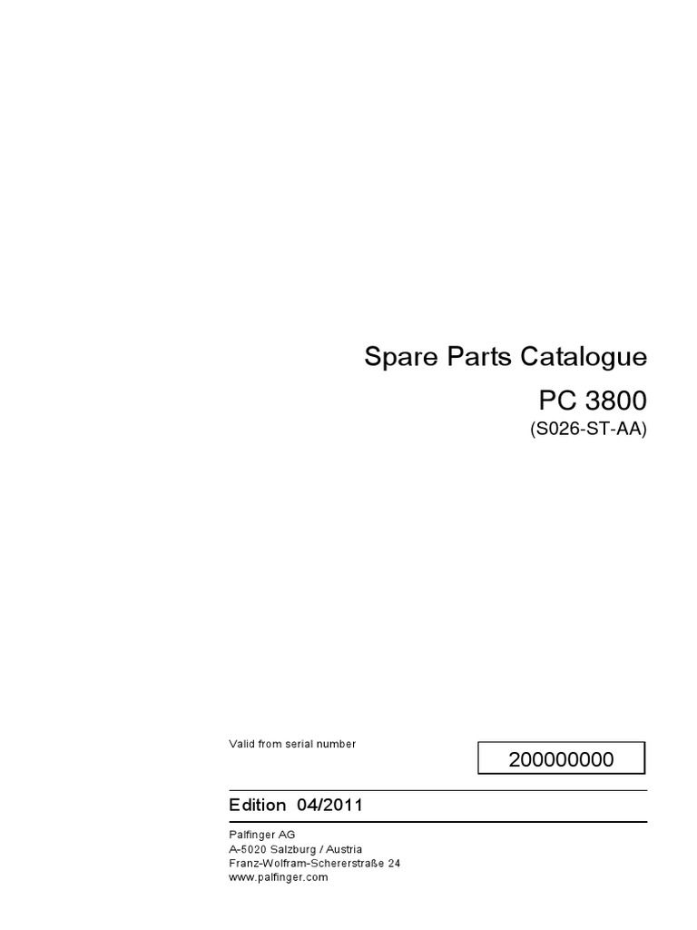 Palfinger PC 3800 Spare Parts Catalogue | PDF