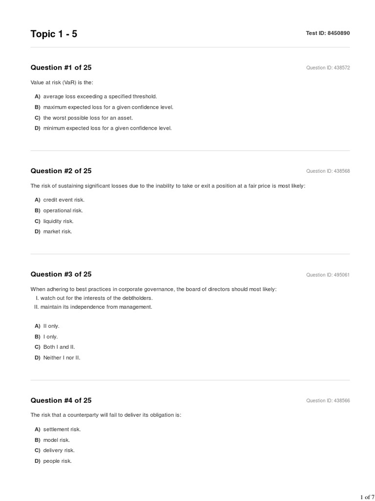 Topic 1 To 5 Question | Download Free PDF | Enterprise Risk Management ...