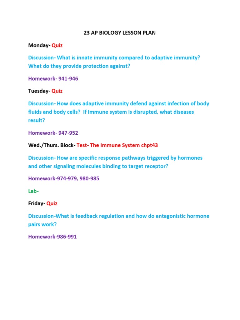 23 Ap Bio Lesson Plan | PDF