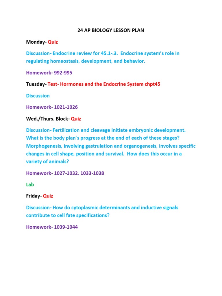 24 Ap Bio Lesson Plan | PDF
