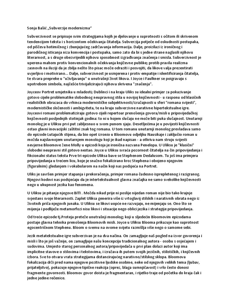 Sonja Bašić Subverzije Modernizma" | PDF