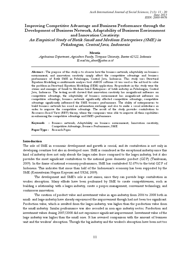 Improving Competitive Advantage and Business Performance Through The ...