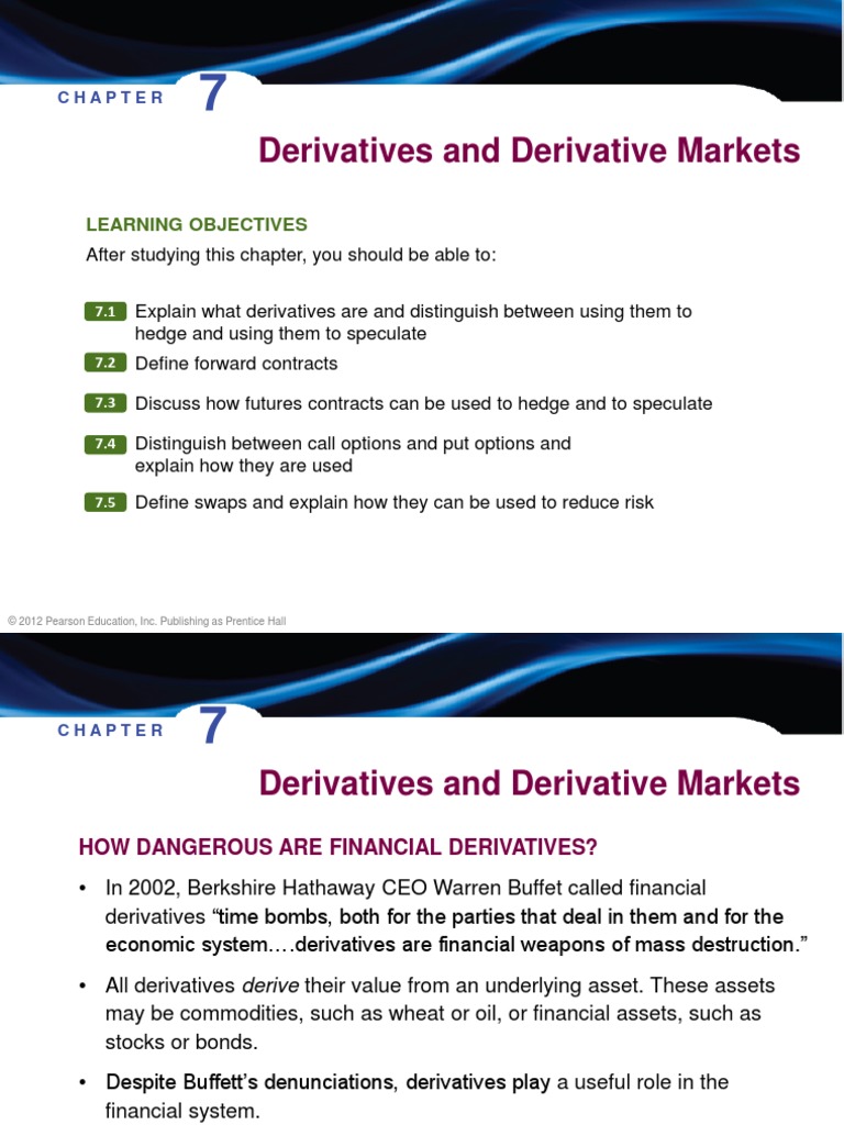 Derivatives and Derivative Markets: Learning Objectives | PDF | Option ...