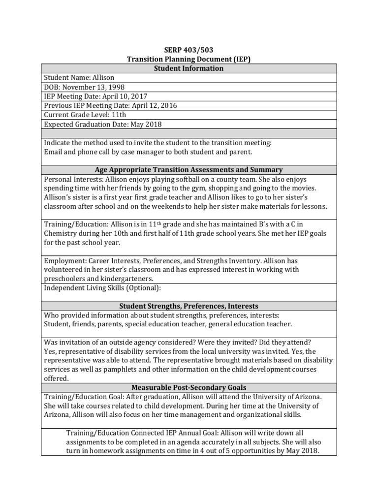 Transition Planning | PDF | Individualized Education Program | Sharing