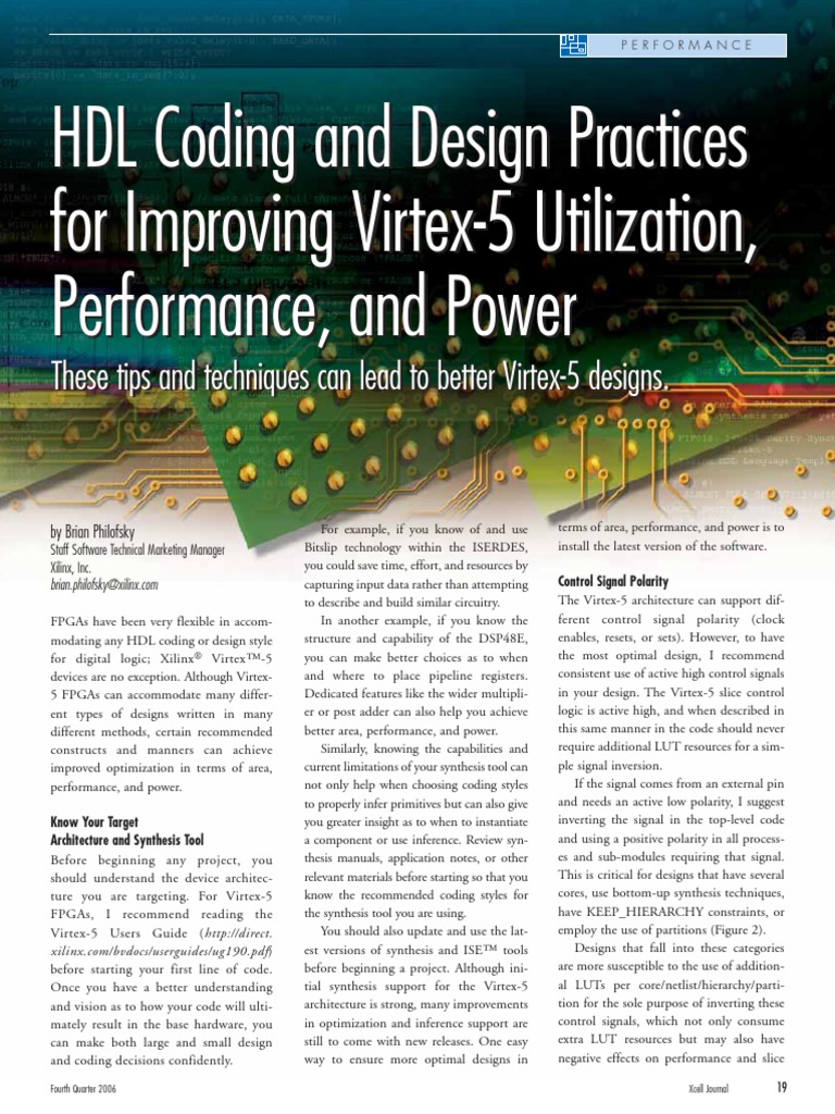 HDL Coding and Design Practices For Improving Virtex-5 Utilization, Performance, and Power | PDF ...