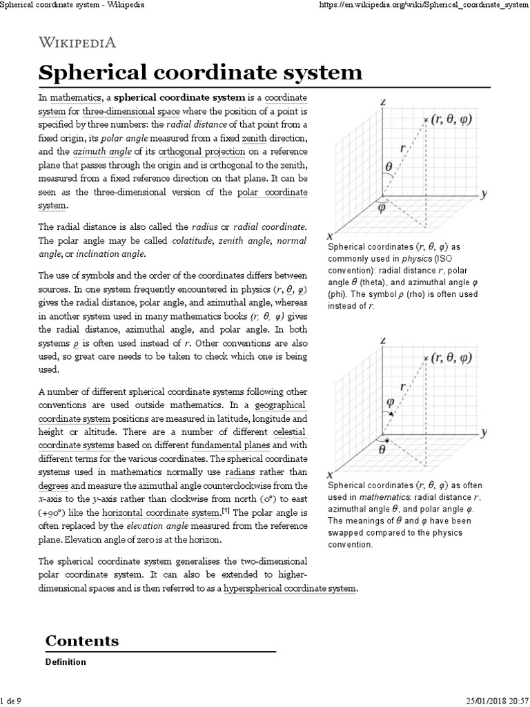 Spherical Coordinate System | PDF | René Descartes | Mathematical Notation