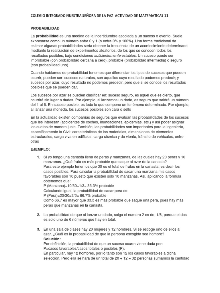Actividad 11 | PDF | Aleatoriedad | Probabilidad