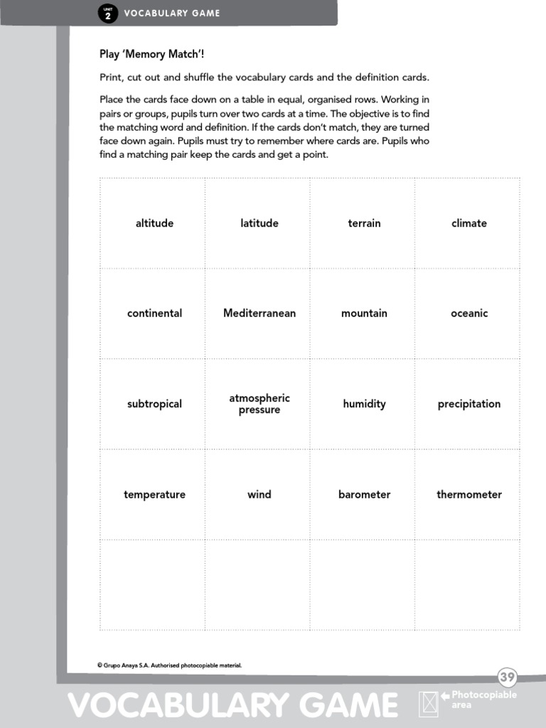 5º EPO Vocabulary | PDF | Weather | Climate