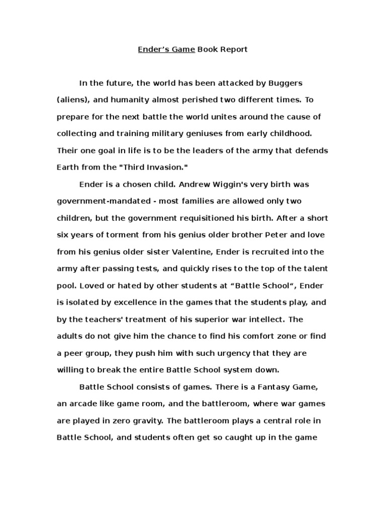 Ender's Game Book Report | PDF