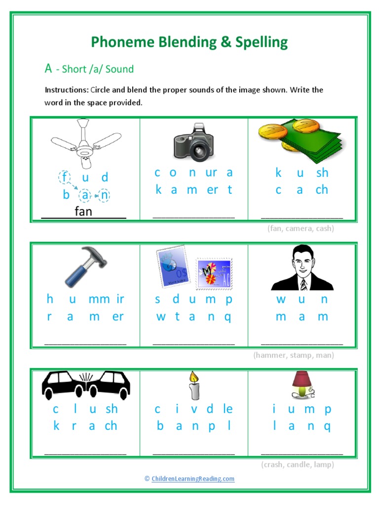 Blending Phonemes Worksheet Second Grade Blending Phonemes Worksheet Second Grade
