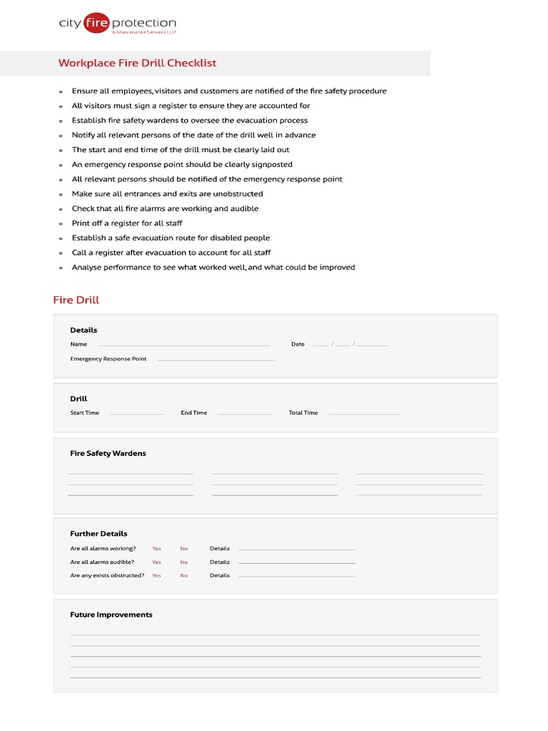 Fire Drill Checklist | PDF