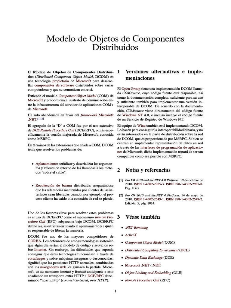 Modelo de Objetos de Componentes Distribuidos | PDF | Arquitectura de ...