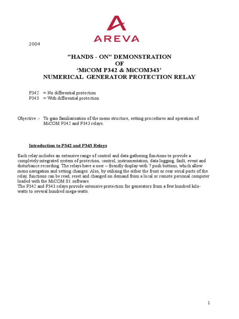 p343 Testing Procedure | PDF | Relay | Transformer