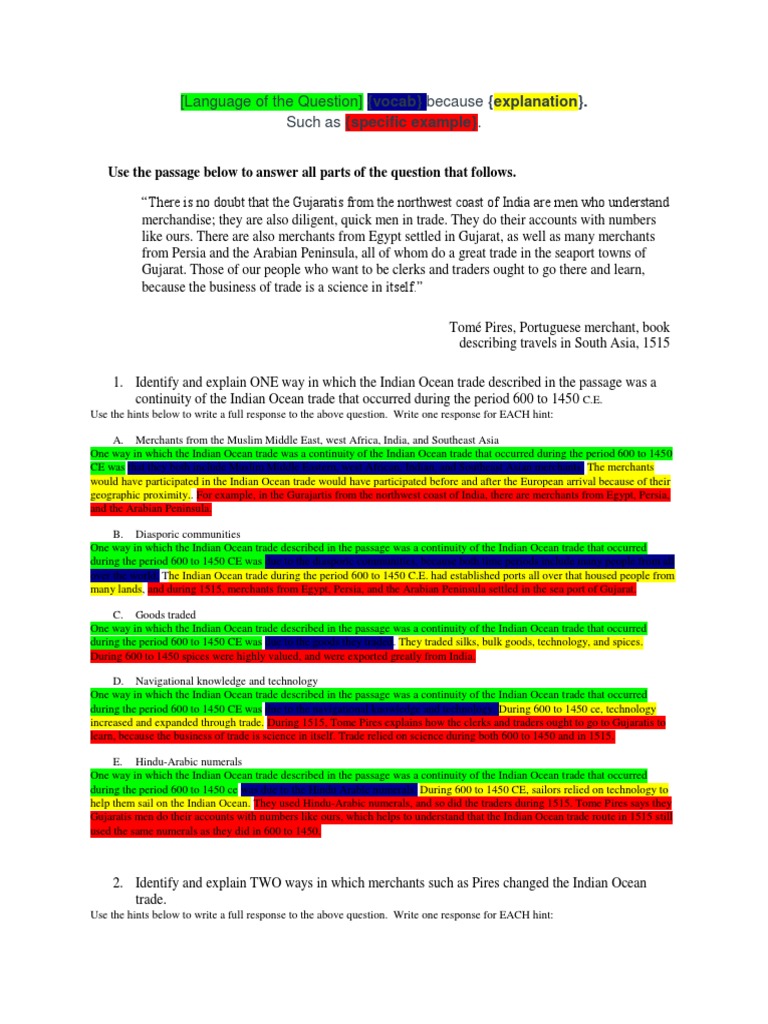 Indian Ocean Trade Short Answer Question Practice | PDF | Gujarat ...