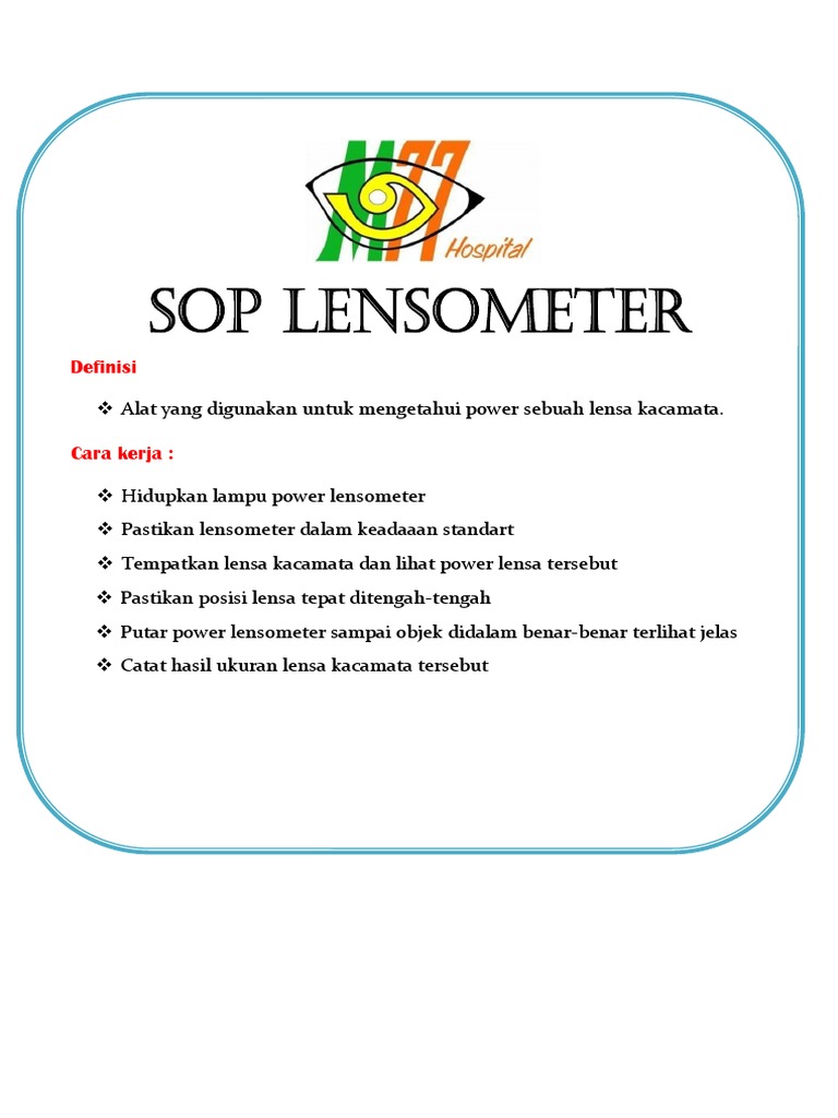 Sop Lensometer | PDF