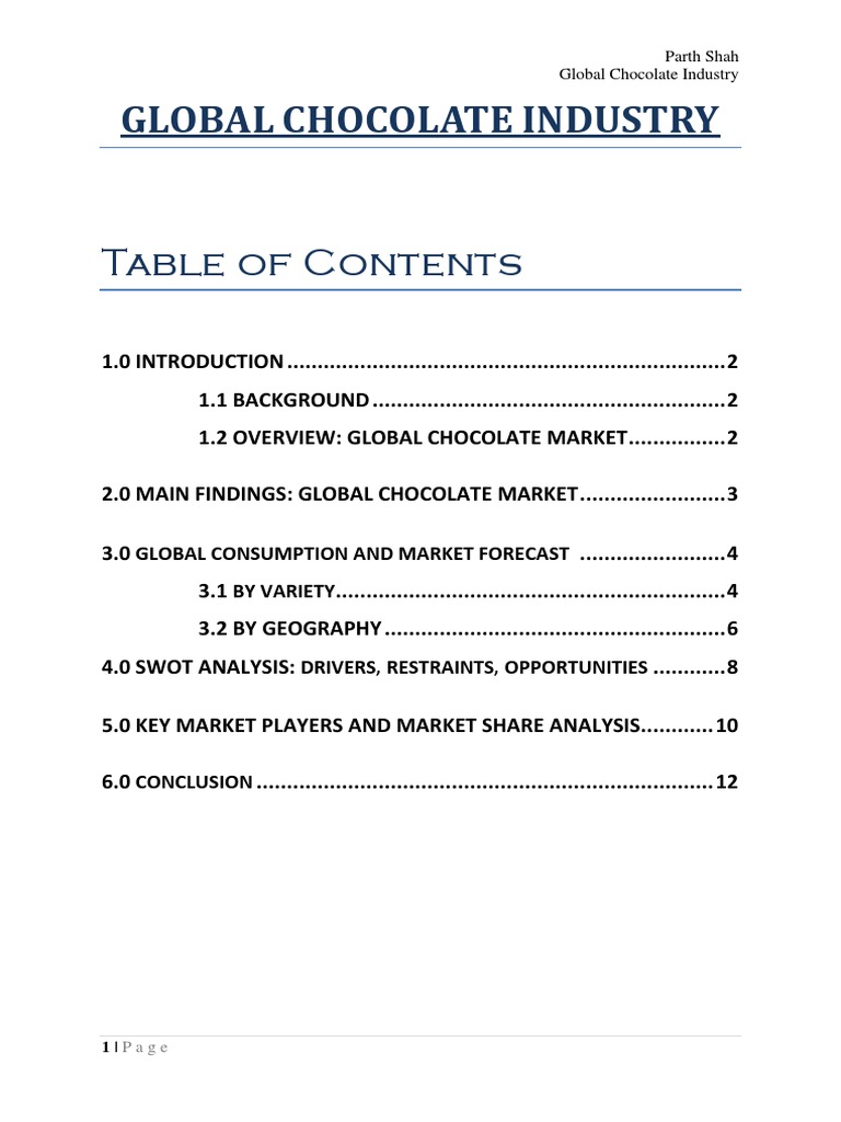 Global Chocolate Industry | PDF | Mondelez International | Chocolate