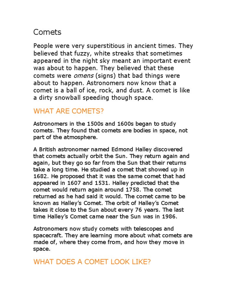 What Are Comets? | Download Free PDF | Comet | Solar System