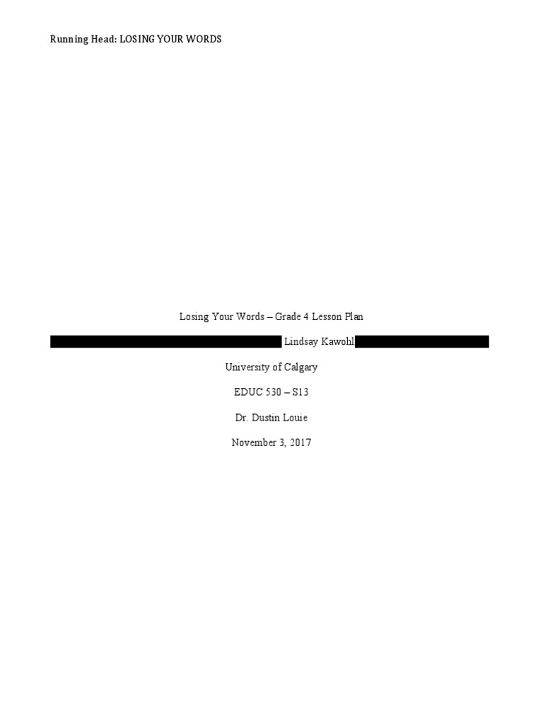 Losingyourwords Lessonplan Indigenouseducation | PDF | Lesson Plan ...