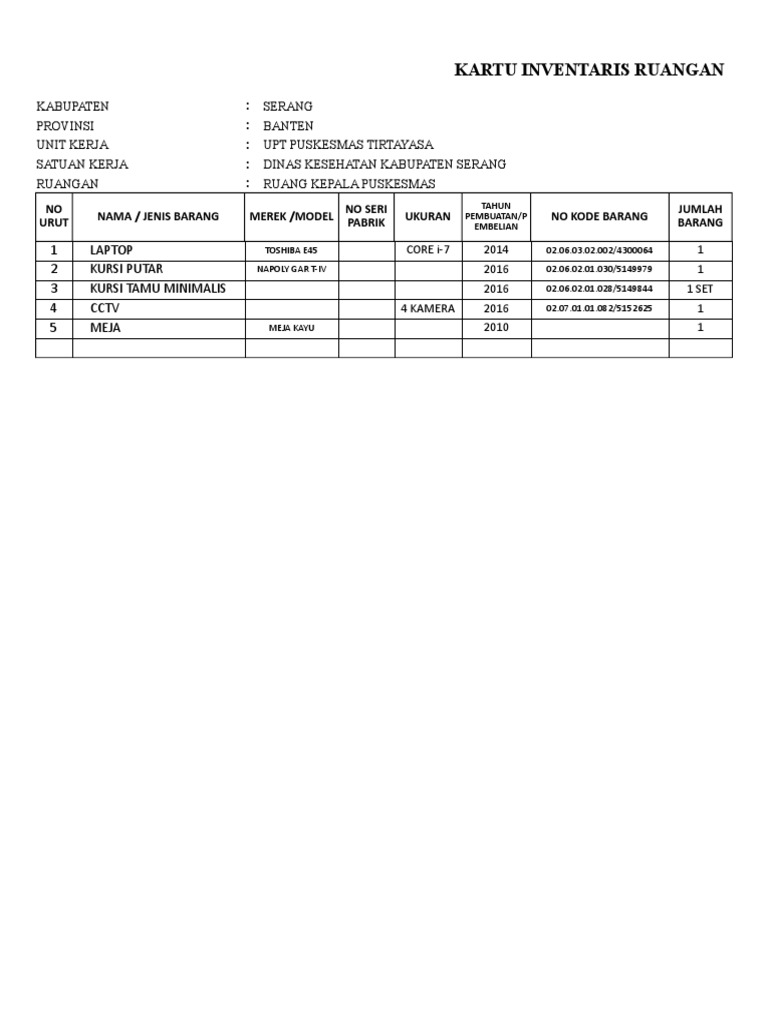 Kartu Inventaris Barang (Kib) B | PDF