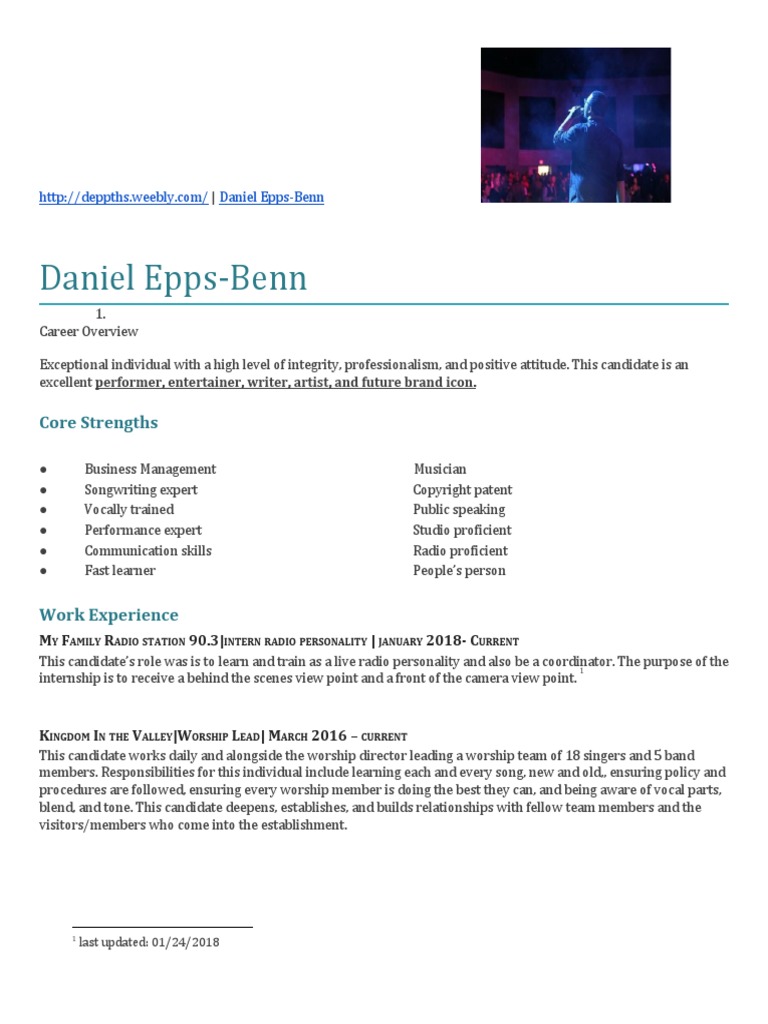 Daniel Epps-Benn: Core Strengths | PDF | Communication | Entertainment (General)