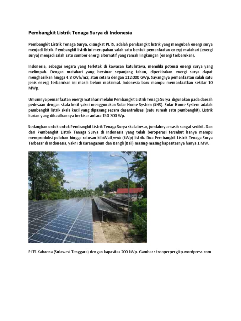 PLTS Di Indonesia | PDF