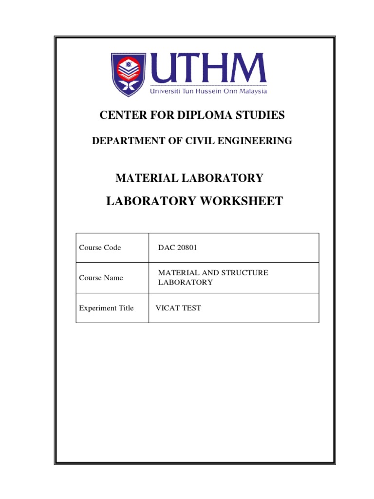 Vicat Test Procedure for Cement Analysis | PDF | Experiment | Data