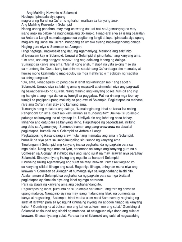 Ang Maikling Kuwento Ni Solampid | PDF