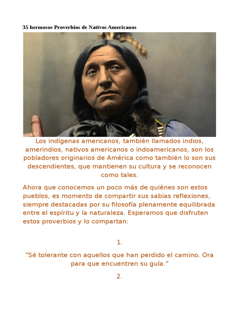 Proverbios Sabios de Nativos Americanos | PDF | Pueblos Indígenas de ...