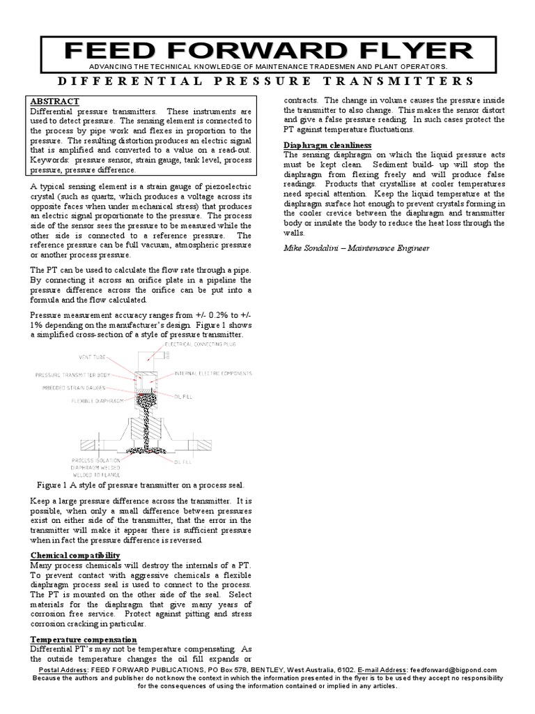 Differential Pressure Transmitter | PDF | Pressure Measurement | Sensor