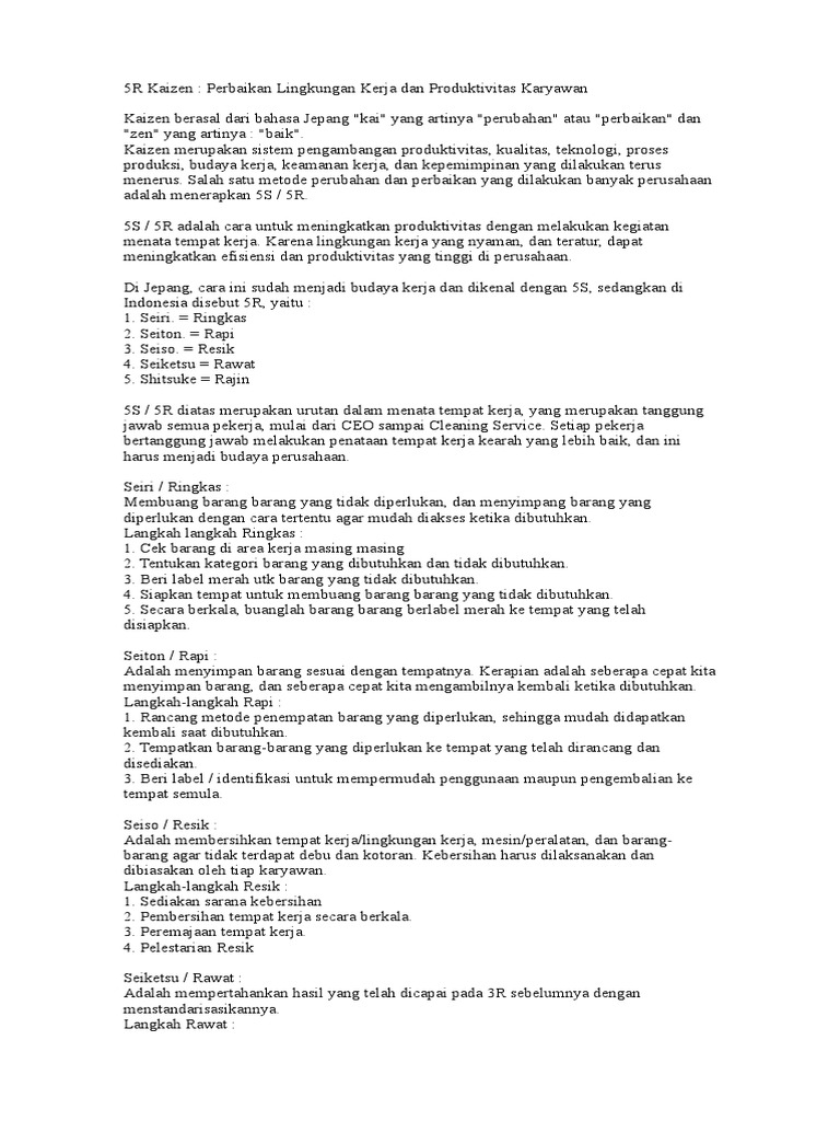 5R Kaizen | PDF