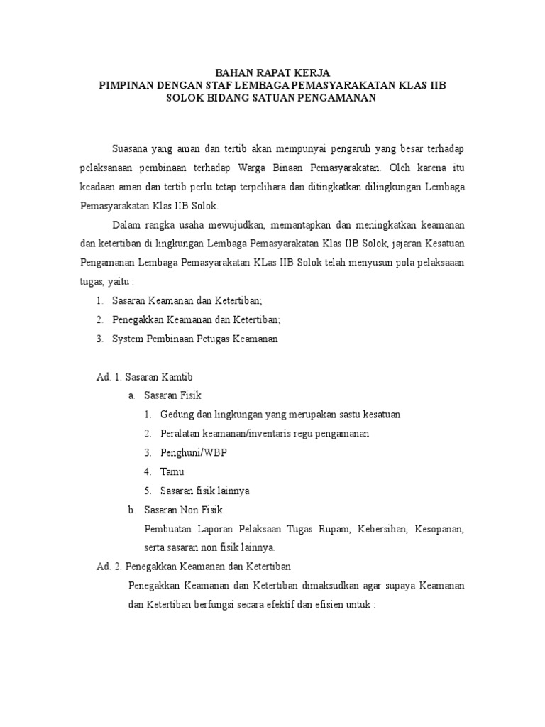 Bahan Rapat Kerja | PDF