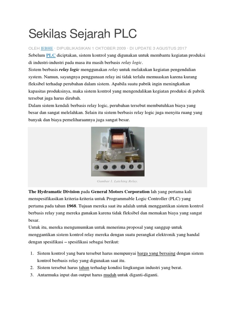 Sejarah dan Fungsi PLC | PDF