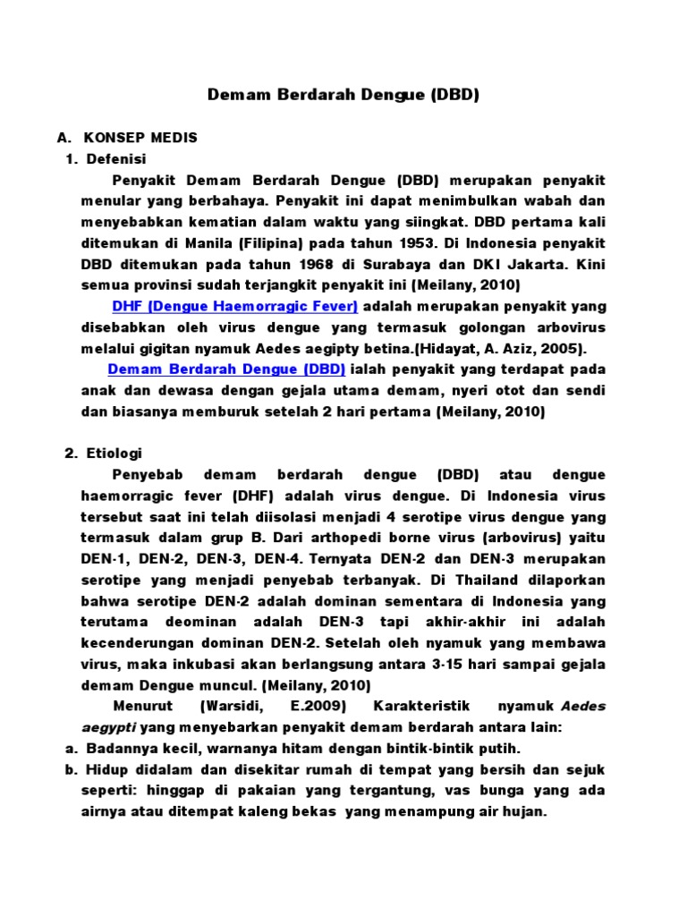 Demam Berdarah Dengue: Etiologi, Manifestasi Klinis, Komplikasi, dan ...