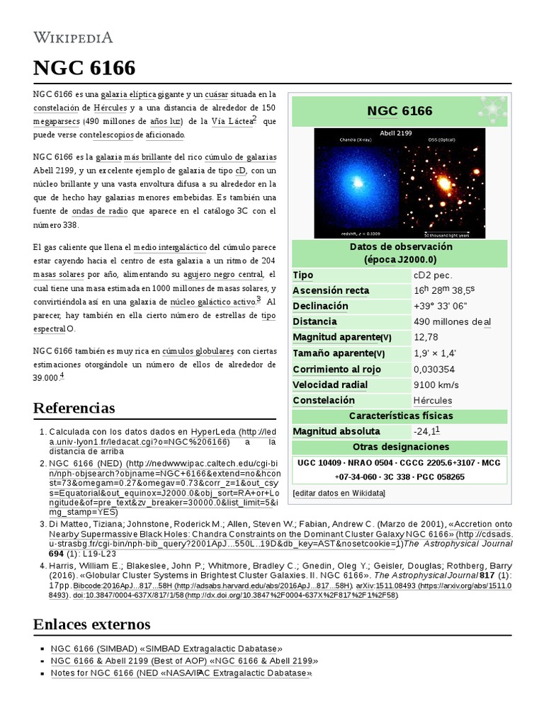 NGC 6166 | PDF | Objetos astronómicos | Astronomía Extragaláctica