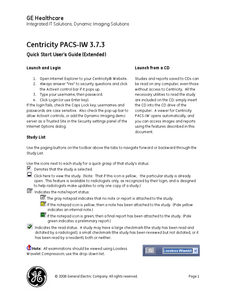 3 (1) .7.3 Centricity PACS Quick Start Guide - Extended | PDF | Icon ...