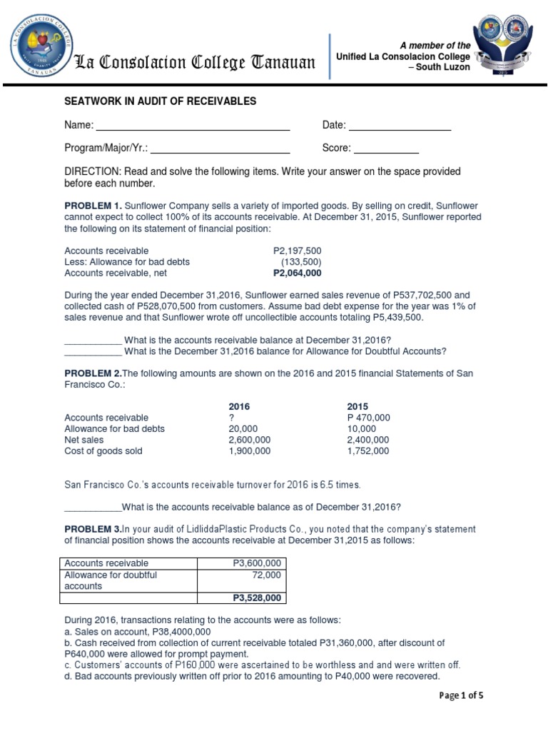Audit of Rec - SW | PDF | Bad Debt | Debits And Credits