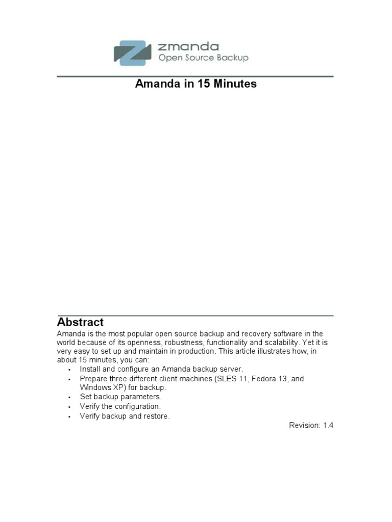Amanda Community Setup 15 Minutes | PDF | Backup | Zip (File Format)
