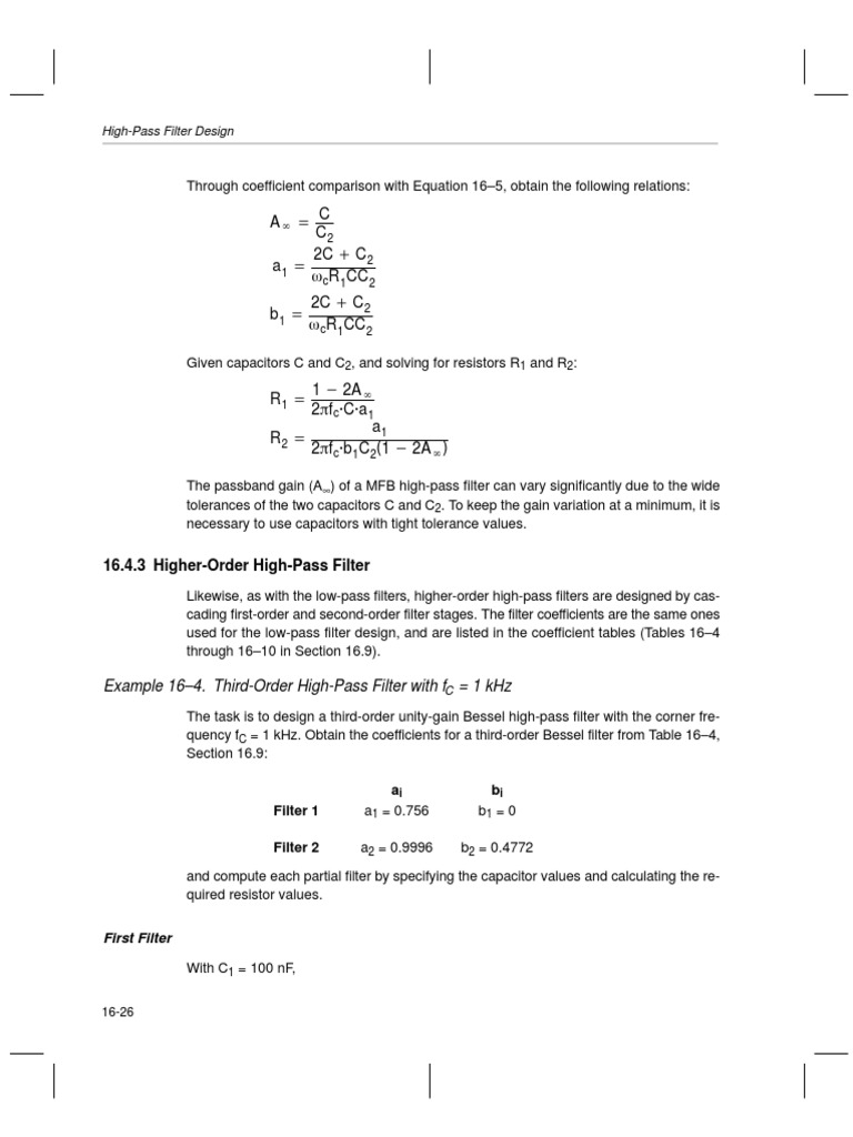 A C C A 2C C R CC B 2C C R CC: High-Pass Filter Design | PDF ...