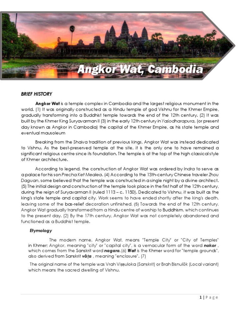 Angkor Wat, Cambodia: Brief History | PDF | Angkor Wat | Angkor