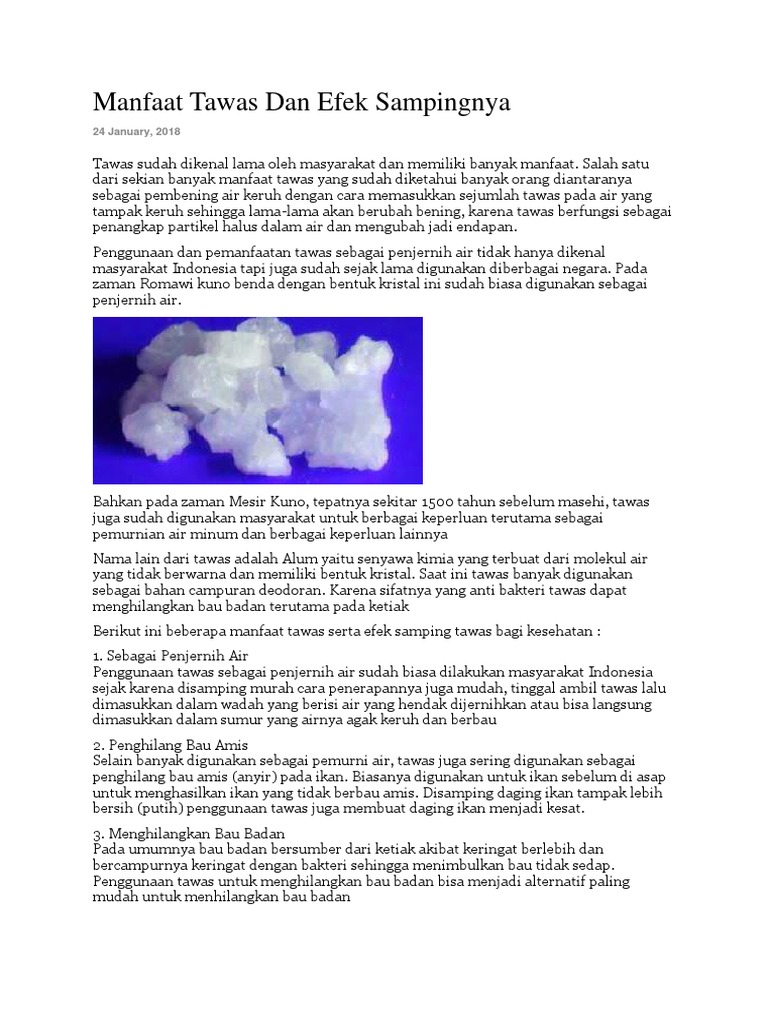 Manfaat Tawas Dan Efek Sampingnya | PDF