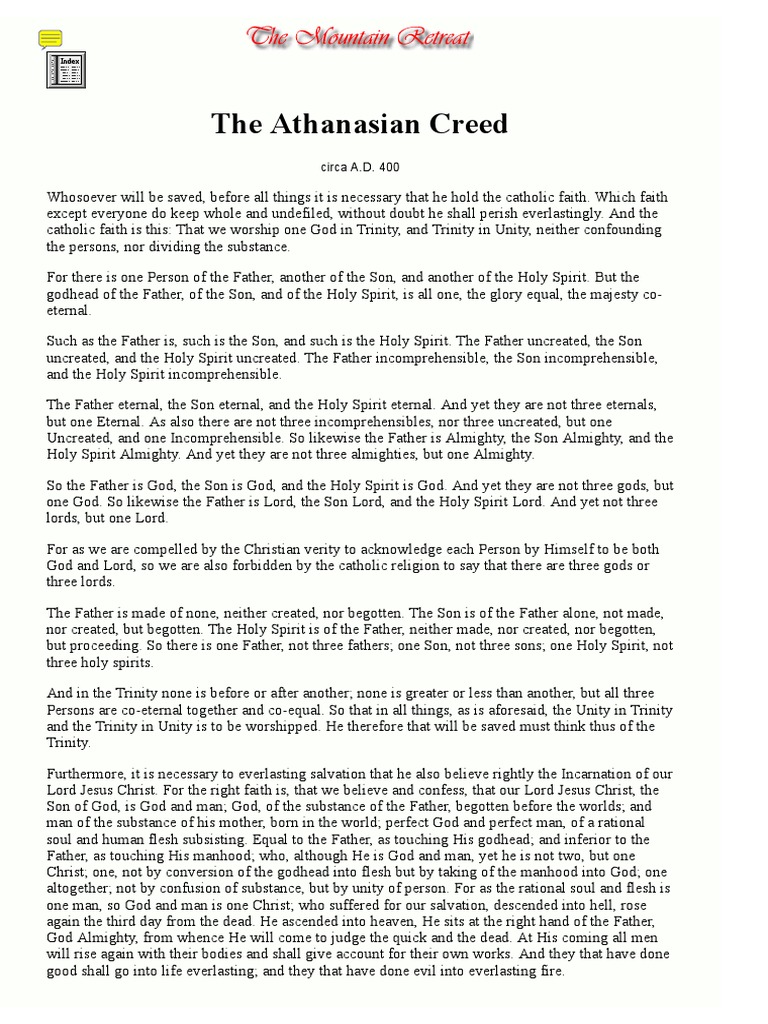 The Athanasian Creed - 2pp | PDF | God The Father | Trinity