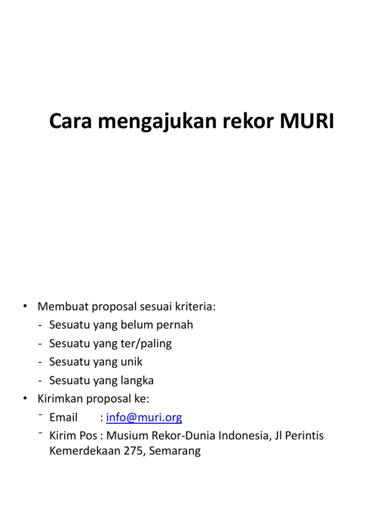 Cara Mengajukan Rekor MURI | PDF