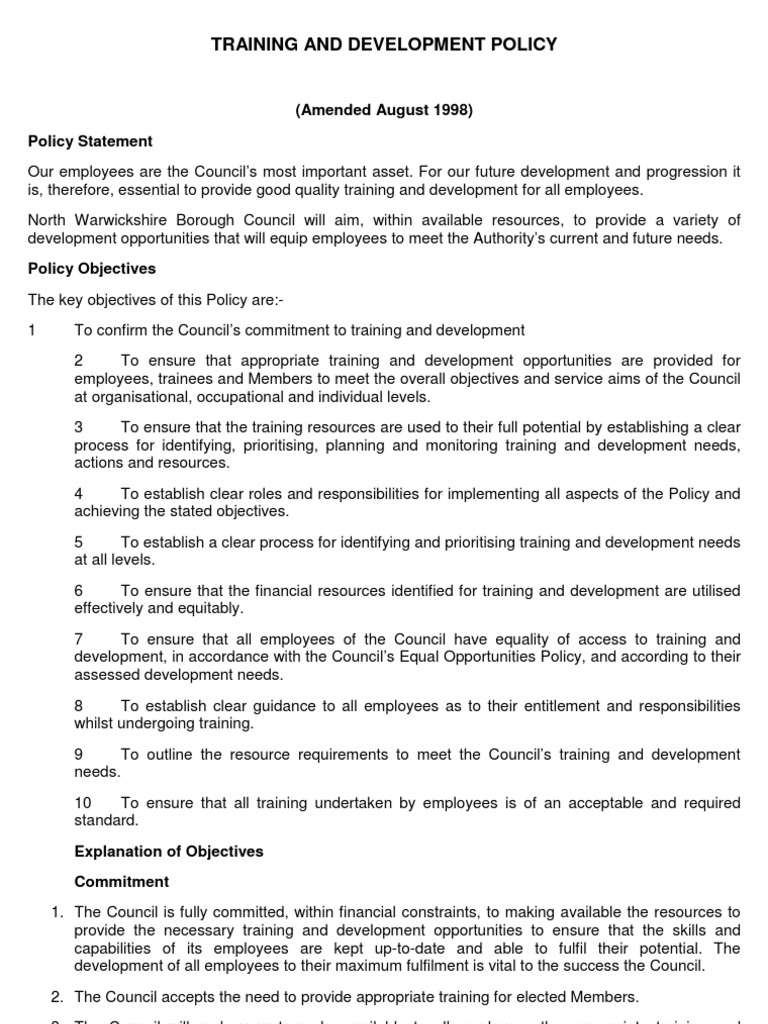 Training.and.Development.policy | Employment | Performance Appraisal