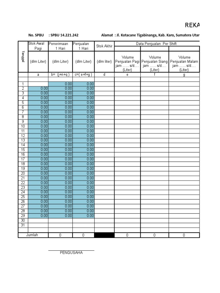 Rekap Mutasi BBM Jan 2015 Spbu (Contoh 121) | PDF | Sports