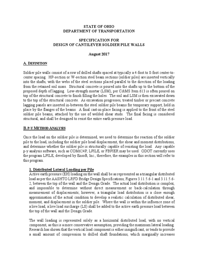 Appendix G - Soldier Pile and Lagging Wall Design | PDF | Deep ...