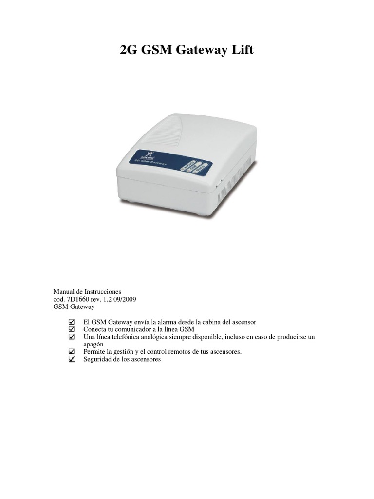 Manual 2g GSM Gateway Lift | PDF | Gsm | Batería (electricidad)