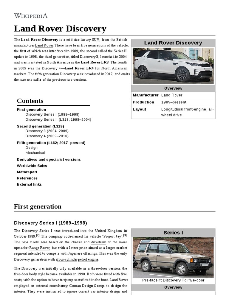 Land Rover Discovery | PDF | Vehicle Technology | Automotive Industry